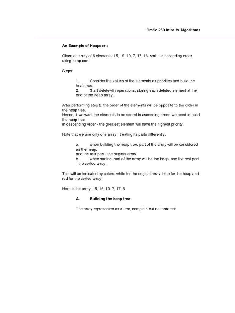 Heap Sort | PDF | Discrete Mathematics | Mathematical Concepts