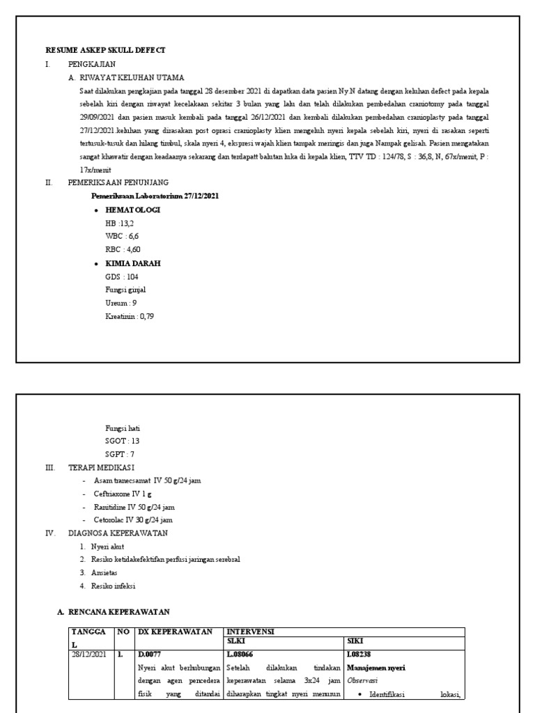 Resume Skull Defect | PDF