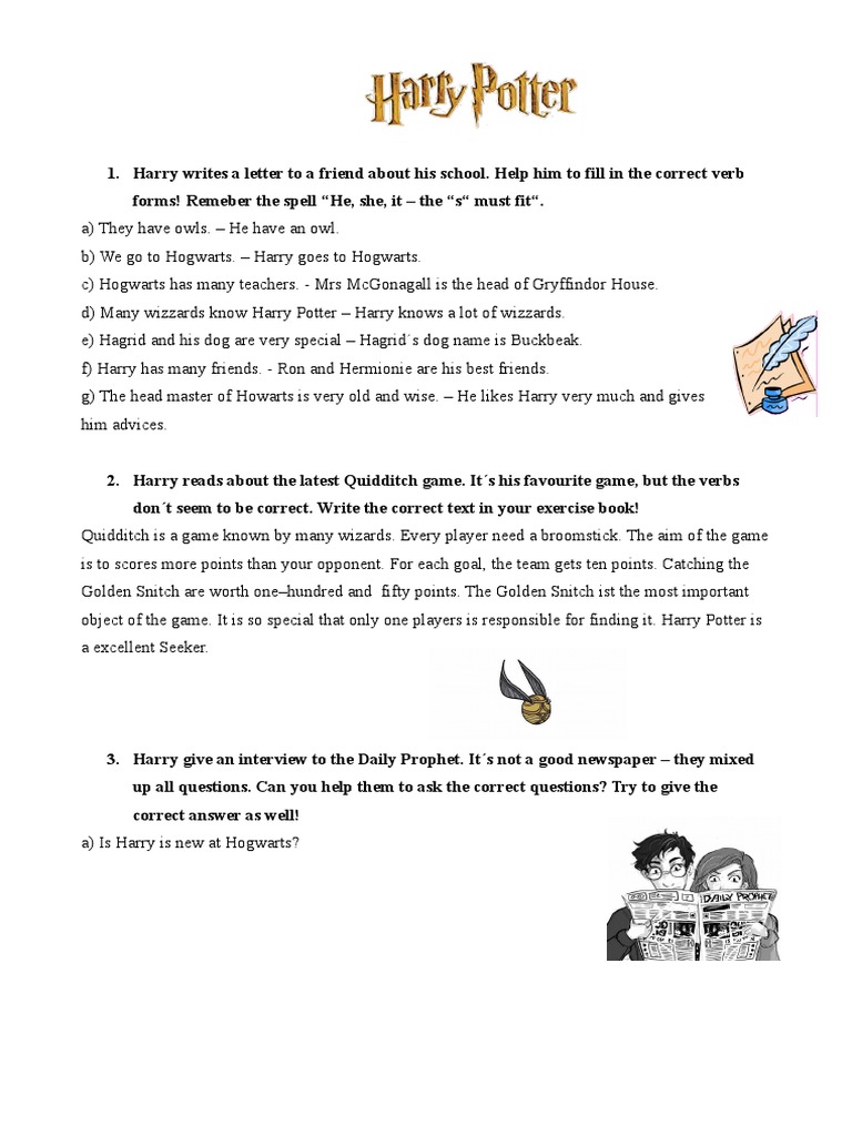 Harry Potter Grammar Worksheet | PDF | Fictional Universes | Fantasy