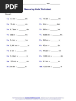 Measurement Units Worksheet | PDF