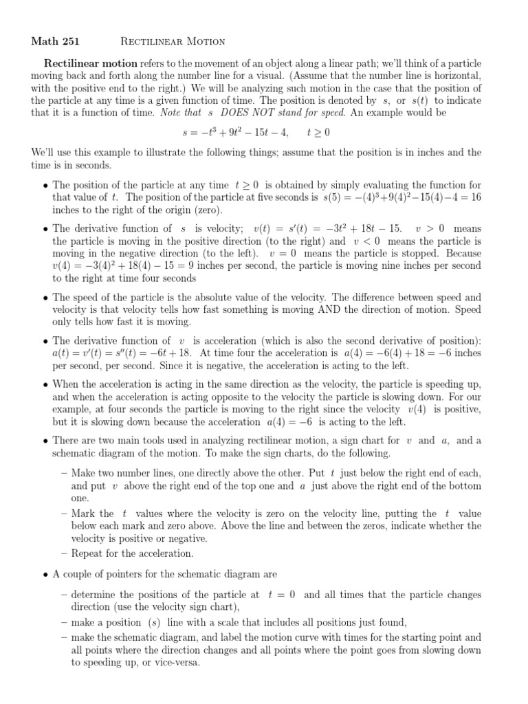 Rect Motion Pdf Acceleration Velocity