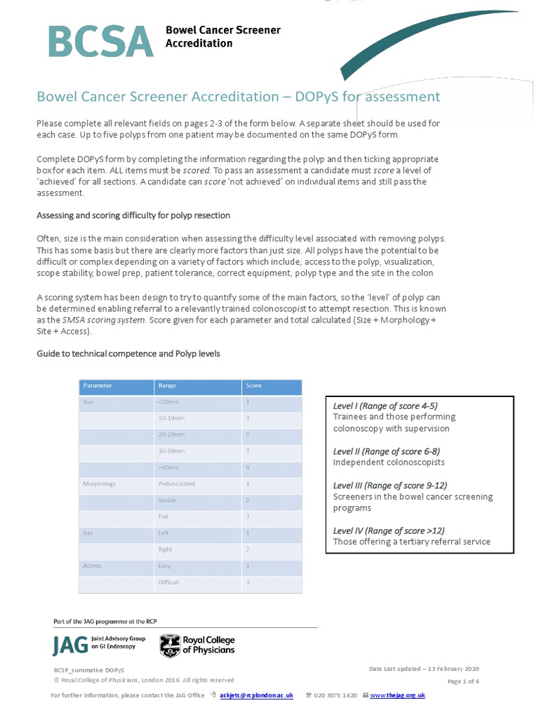 BCSA Summative DOPyS | PDF | Endoscopy | Colonoscopy