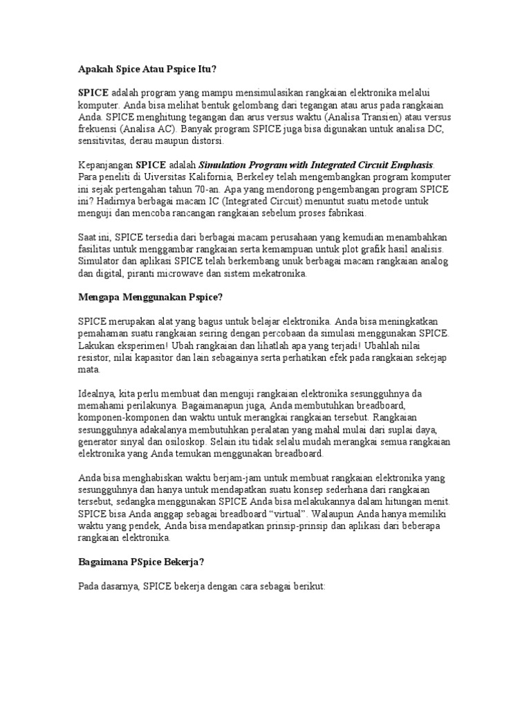 Panduan Lengkap SPICE dan PSpice | PDF