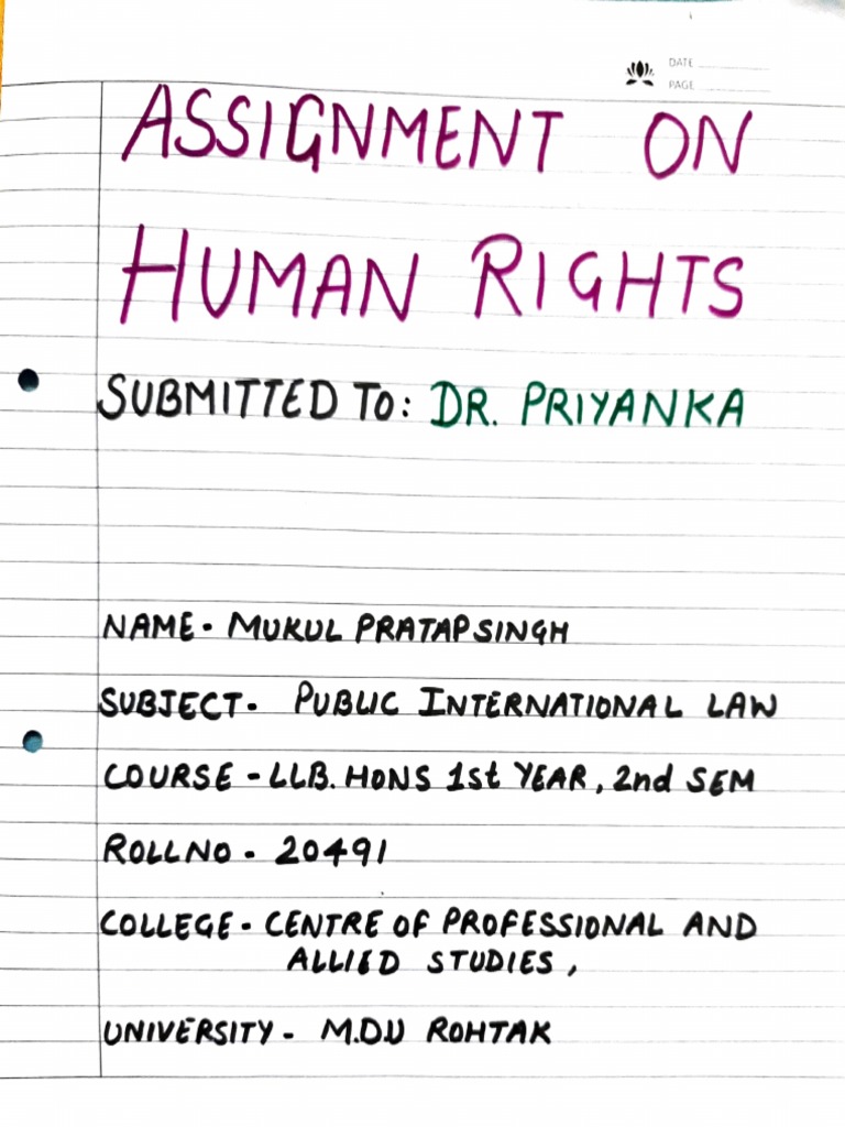 Assignment On Human Rights (Mukul Pratap Singh-20491) | PDF | Justice ...