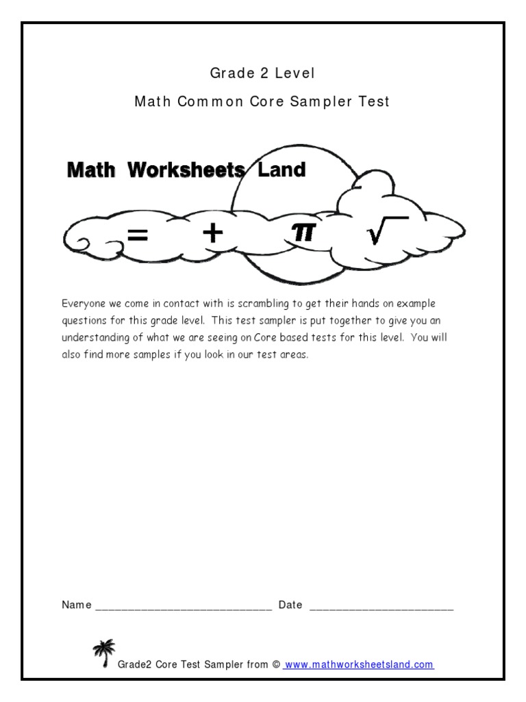 Grade 2 Level Math Common Core Sampler Test | PDF | Mathematics