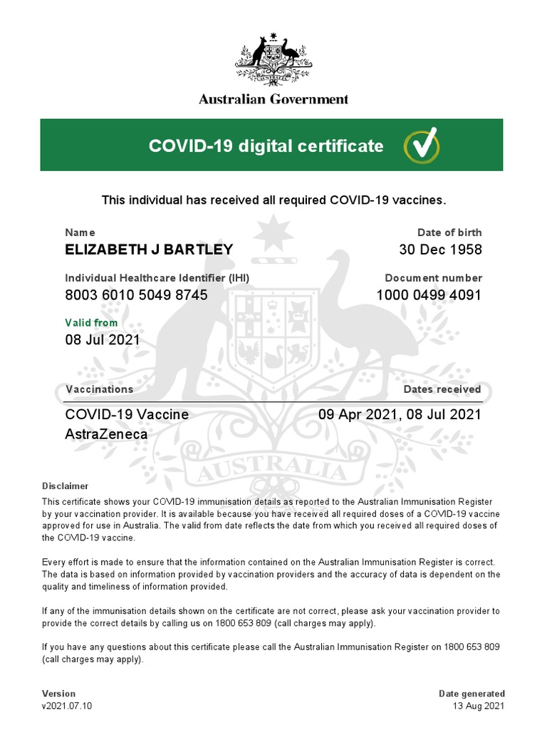 ELIZABETH J BARTLEY COVID-19 Digital Certificate | PDF