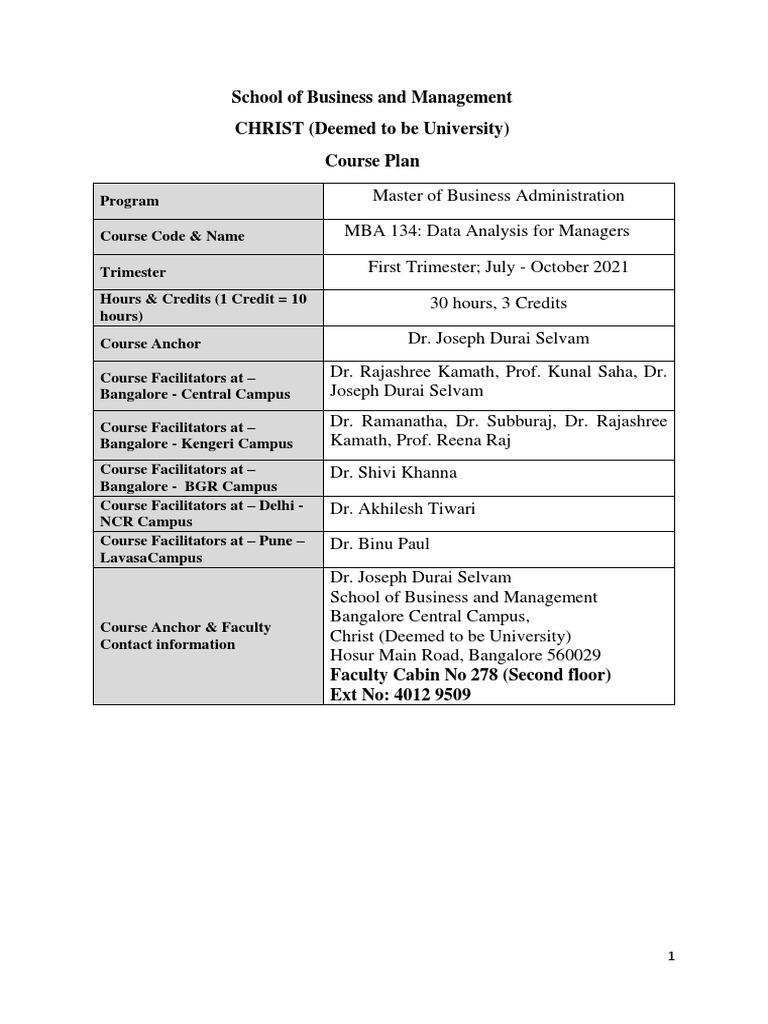 DAFM Course Plan | PDF | Statistics | Analysis Of Variance