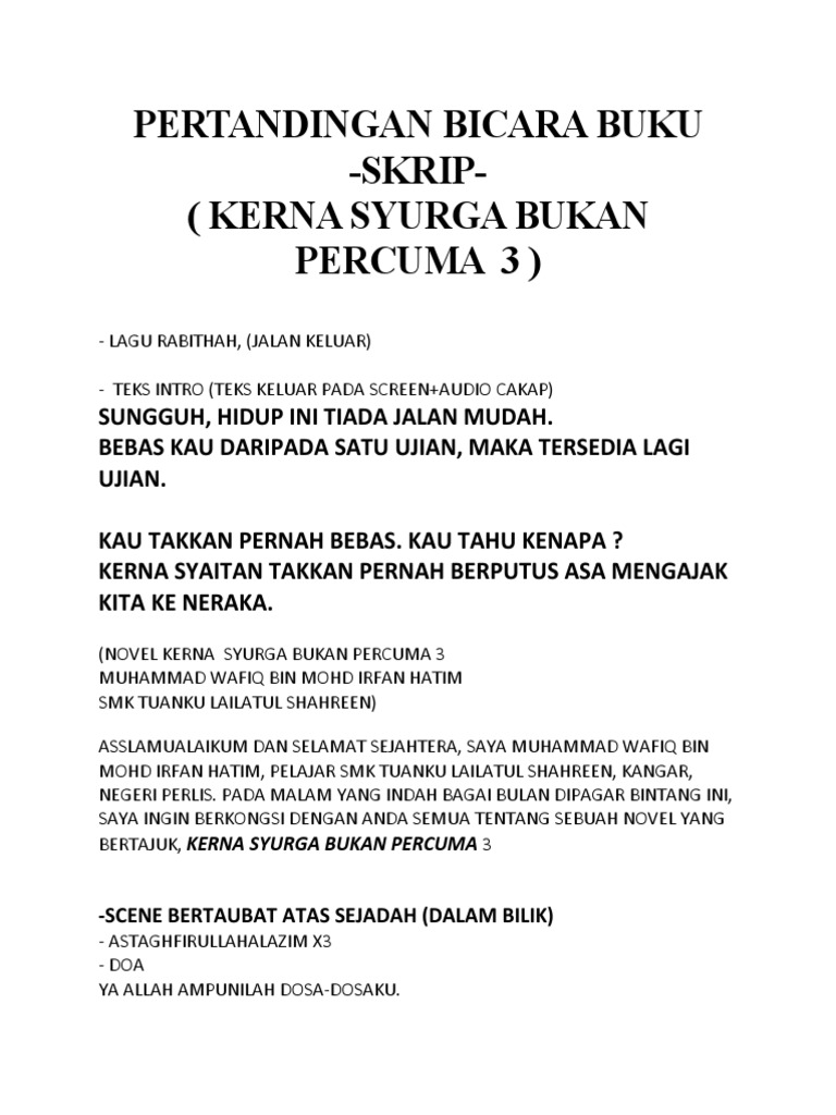 Skrip Bicara Buku | PDF | Seni | Agama & Spiritualitas