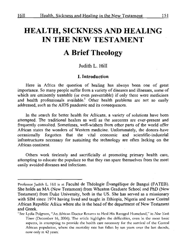 NT Theology of Health, Sickness and Healing | PDF | Jesus | Gospel Of Mark