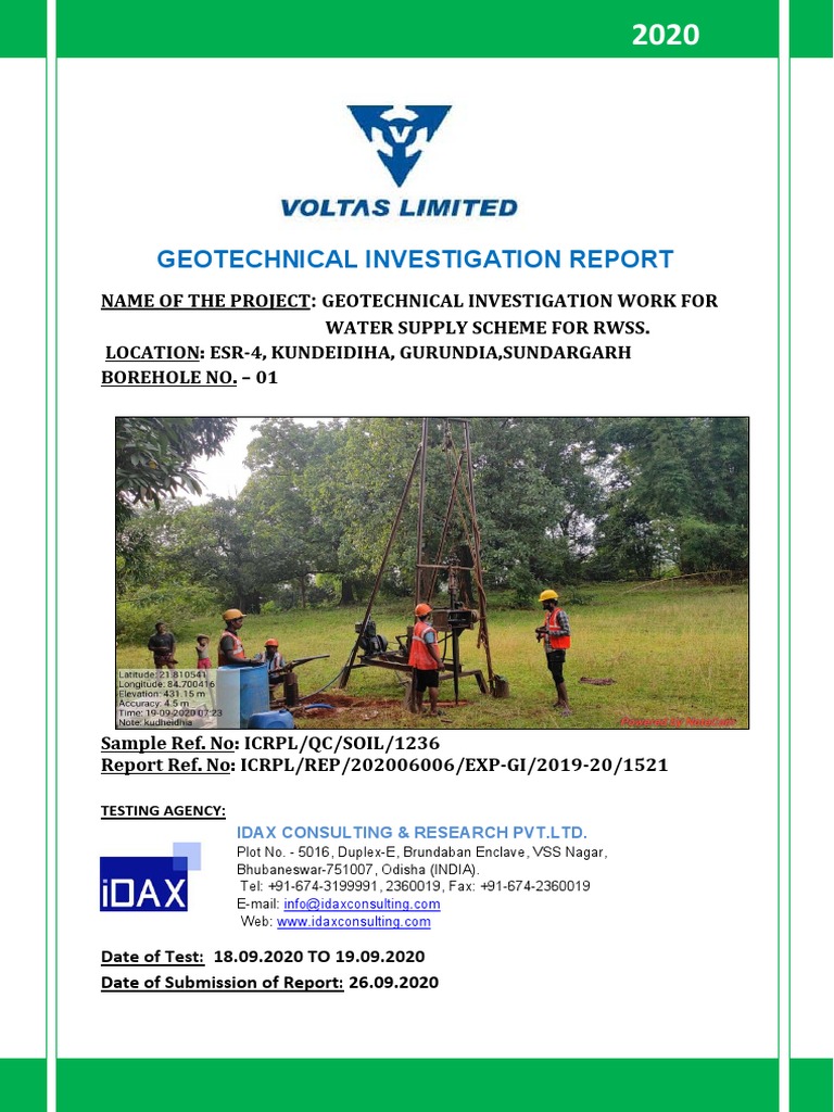 Geotechnical Investigation Report for RWSS | PDF | Geotechnical ...