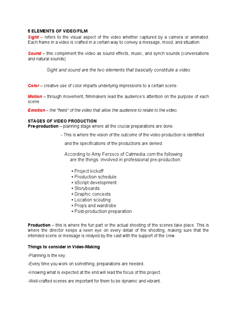 5 Elements of Video - Film | PDF | Filmmaking | Social Networking Service
