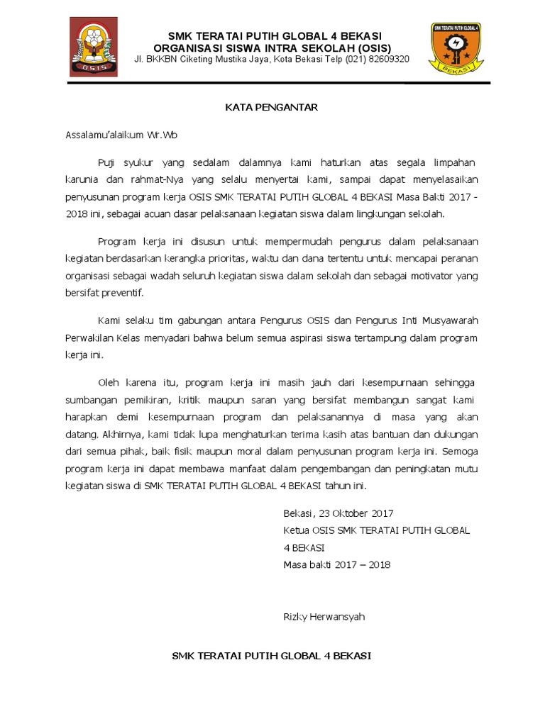 Contoh Program Kerja OSIS | PDF