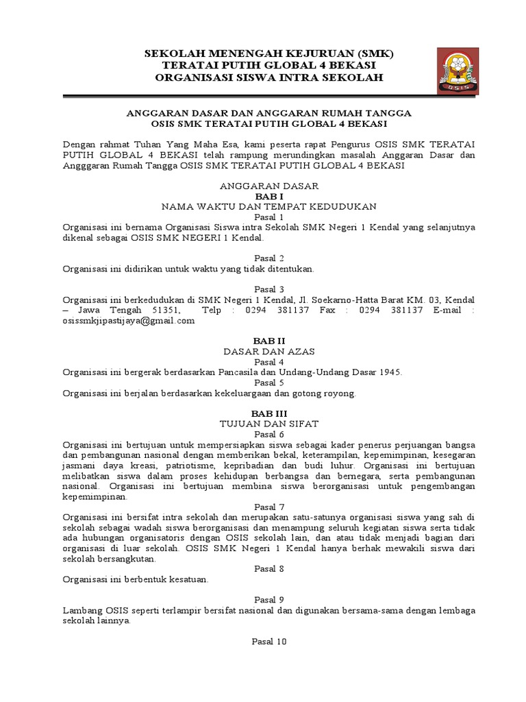 OSIS SMK TERATAI PUTIH GLOBAL 4 BEKASI | PDF