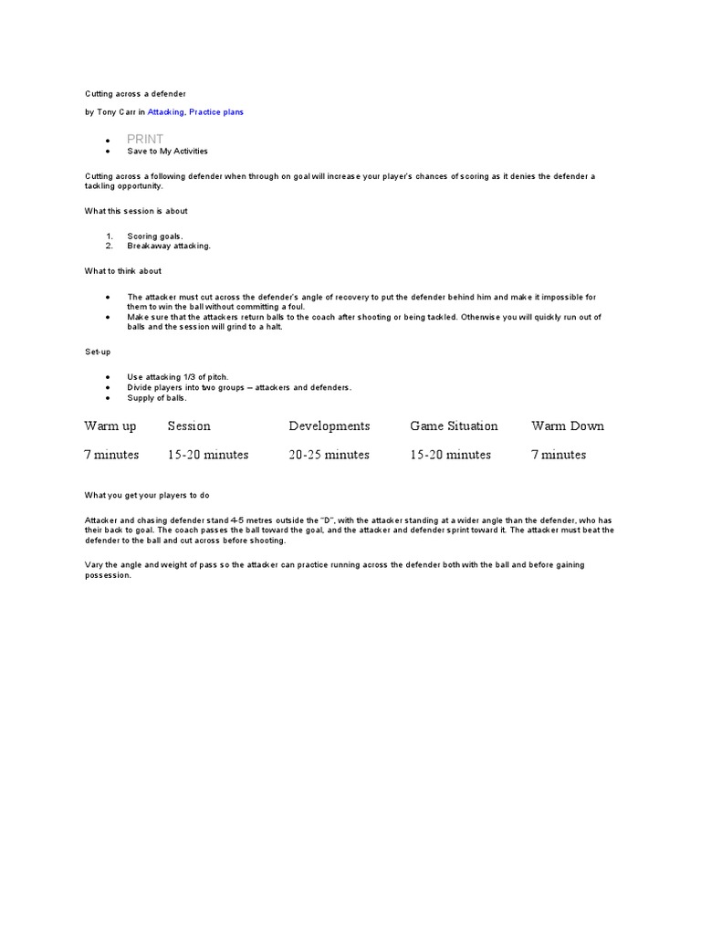 Cutting Across A Defender | PDF | Defender (Association Football ...