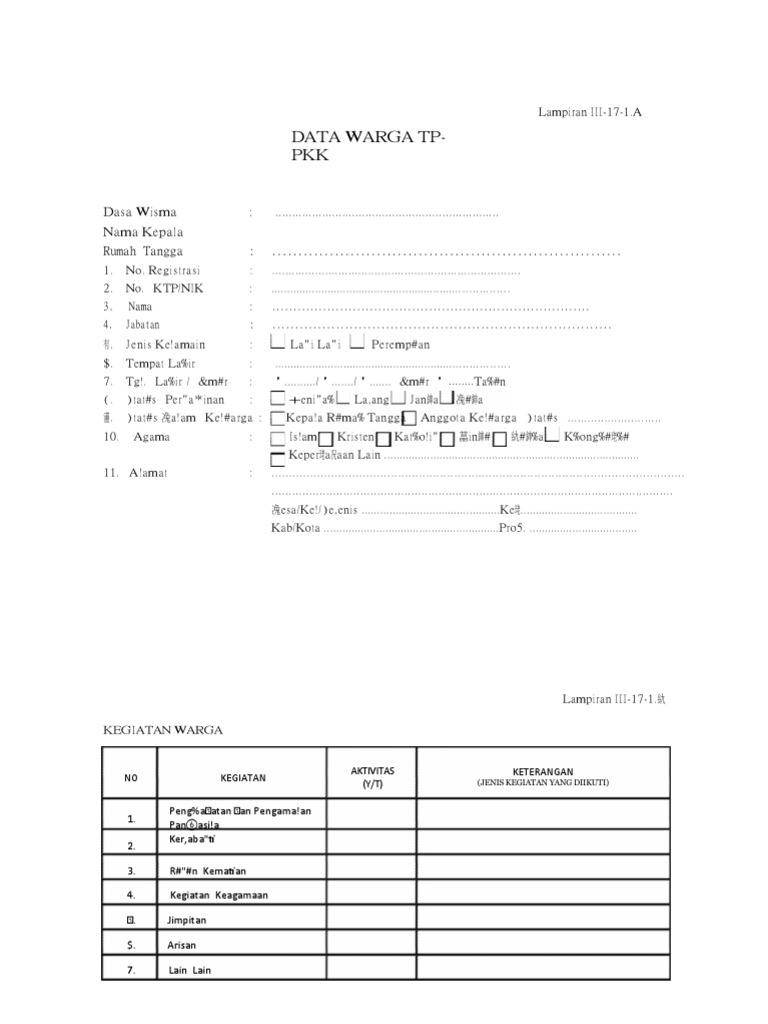 Form Dasa Wisma | PDF