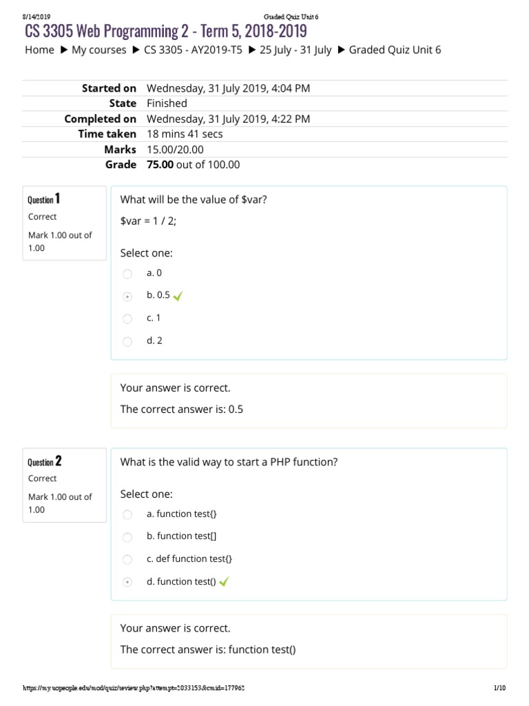 CS 3305 Web Programming 2 - Term 5, 2018-2019 | PDF | Php | Web Application