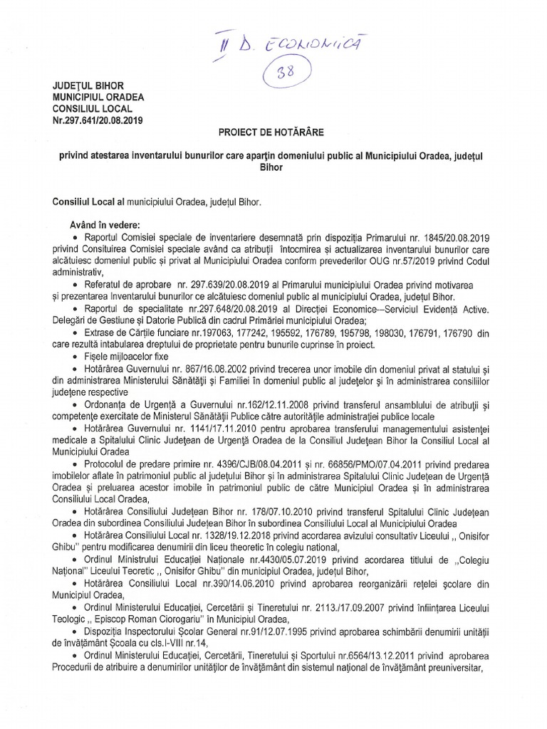 Exemplu Proiect de Hotarare | PDF