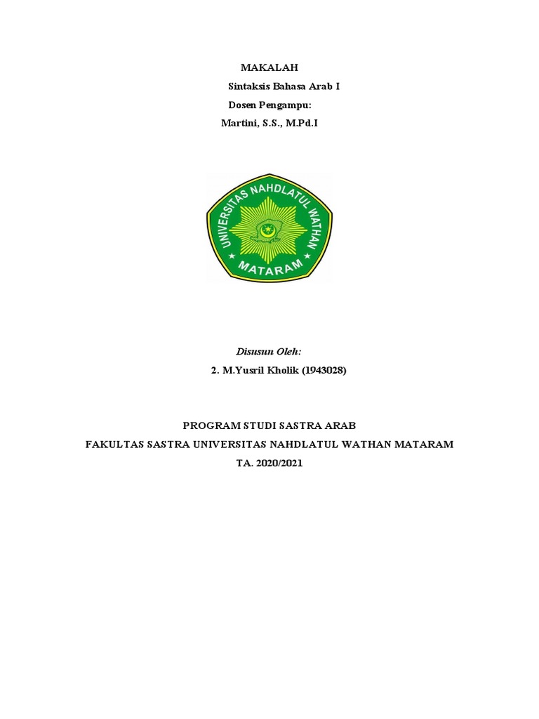 Makalah Sintaksis Bhs Arab | PDF