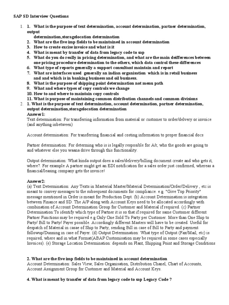 SAP SD Interview Questions | PDF | Invoice | Sales