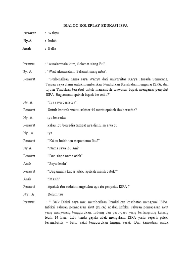 Dialog Roleplay Edukasi Ispa | PDF