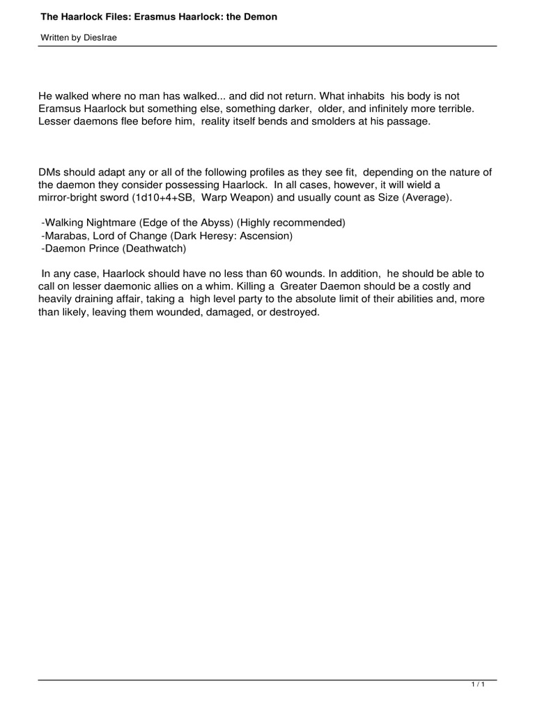 The Haarlock Files Erasmus Haarlock The Man | PDF | Law