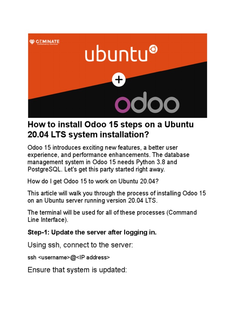 How To Install Odoo 15 Steps On A Ubuntu 20.04 LTS System Installation ...