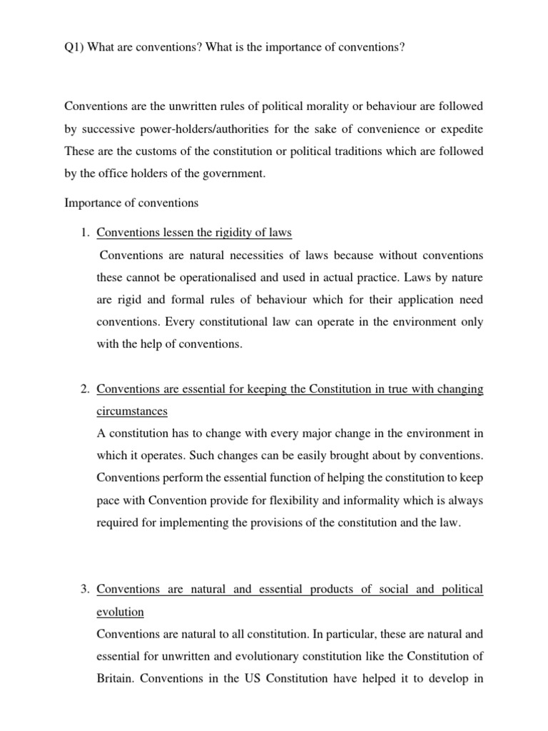 Q1) What Are Conventions What Is The Importance of Conventions | PDF ...