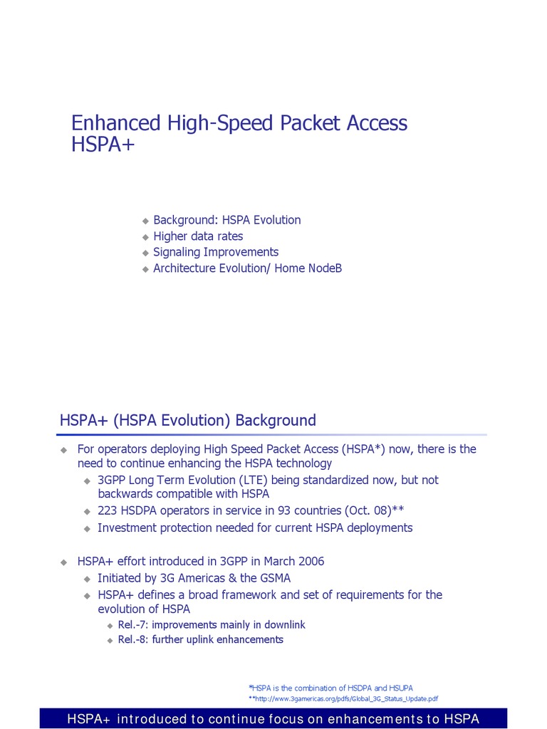 Enhanced High-Speed Packet Access Hspa+ Hspa+ | PDF | High Speed Packet Access | Software ...