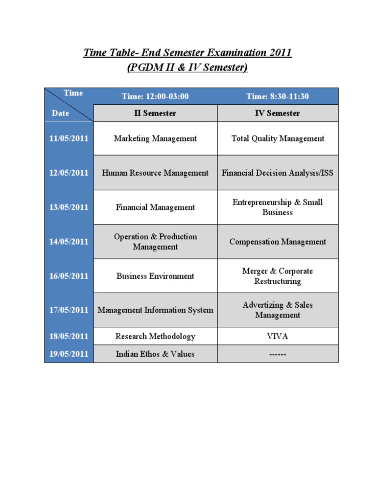 Time Table | PDF