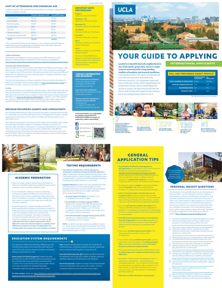 UCLA International Admissions Overview | PDF | University And College ...