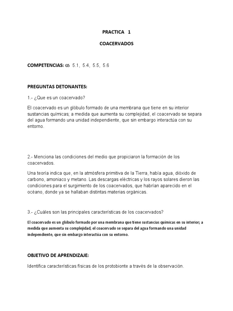 COACERVADOS | PDF | Abiogénesis | Biología