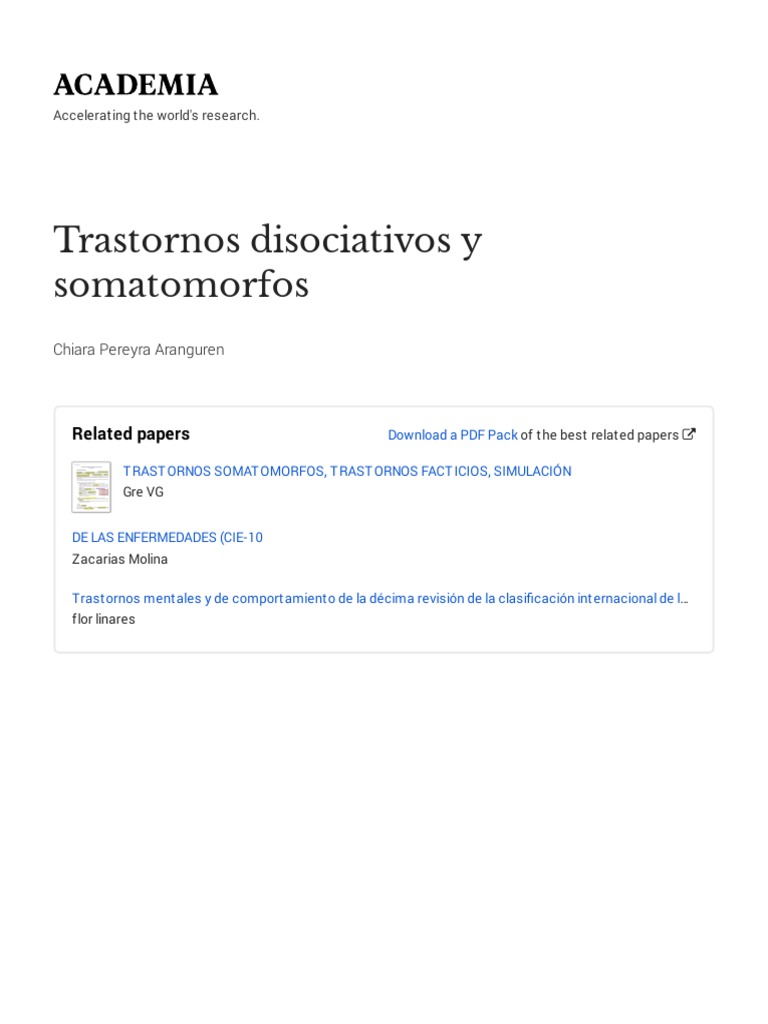 Tr. - Disociativos - Somatomorfos20190605 62844 1axb73u With Cover Page v2 | PDF | Trastorno ...