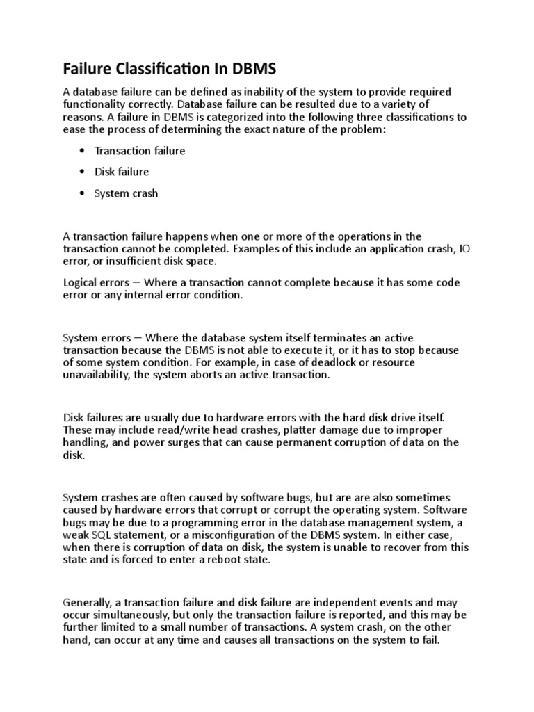 Failure Classification | PDF | Databases | Database Transaction