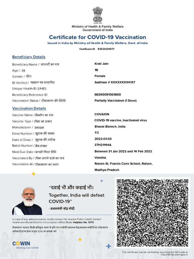 COVID-19 Vaccination Certificate Details | PDF | Health Sciences ...