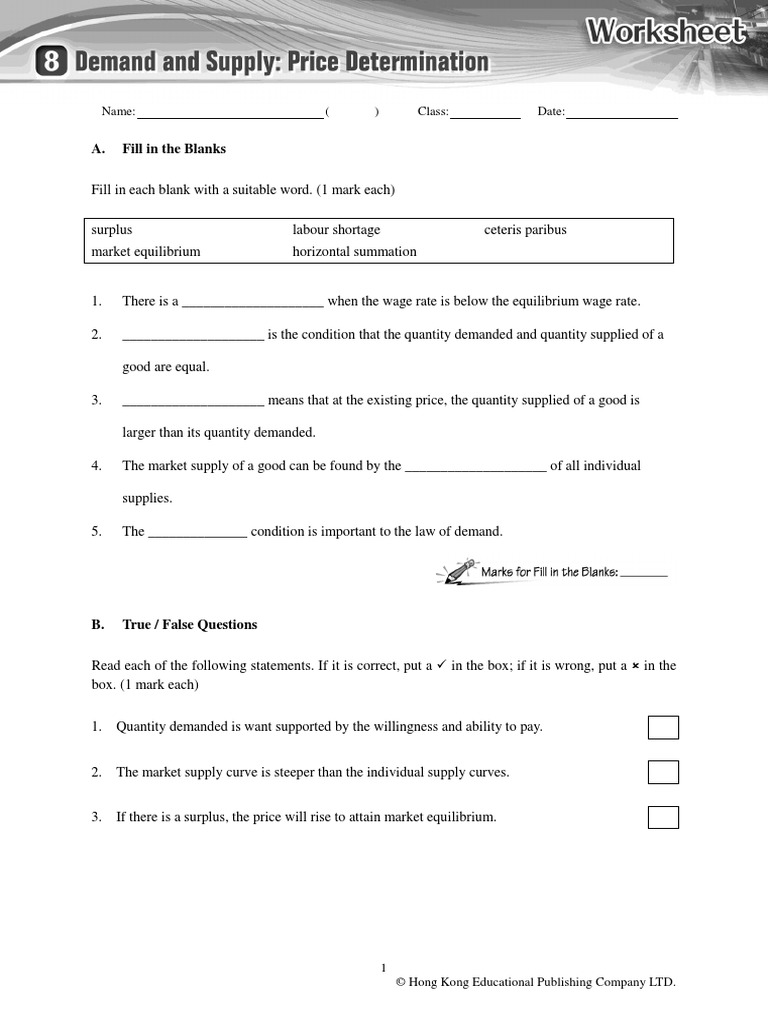 A. Fill in The Blanks: Worksheets | PDF | Economic Surplus | Economic ...