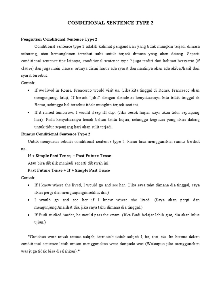 Conditional Sentence Type 2 | PDF