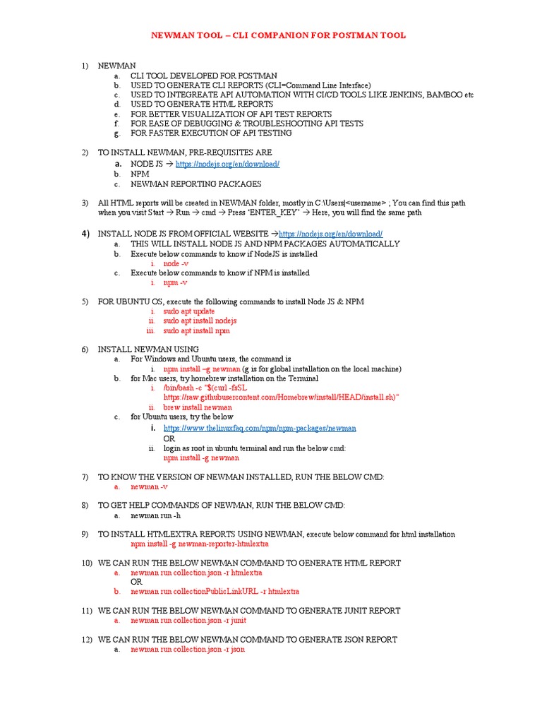 Newman Tool - Cli Companion For Postman Tool | Download Free PDF | Command Line Interface ...