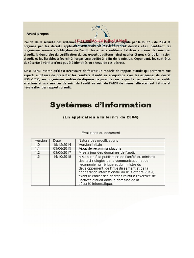 Modele Rapport V1.3 | PDF | Audit | Sécurité