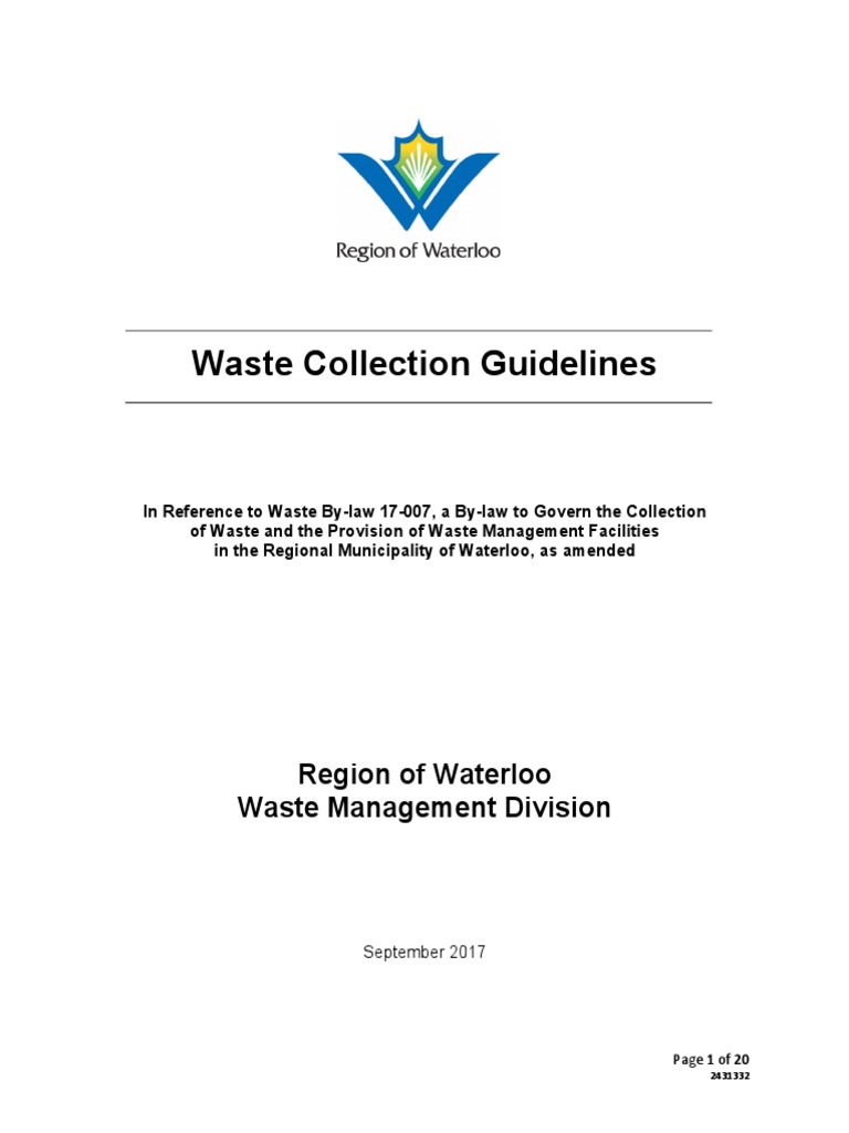 Waste Collection Guidelines: Region of Waterloo Waste Management ...