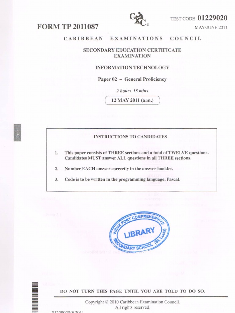 CXC Information Technology PDF Free | PDF