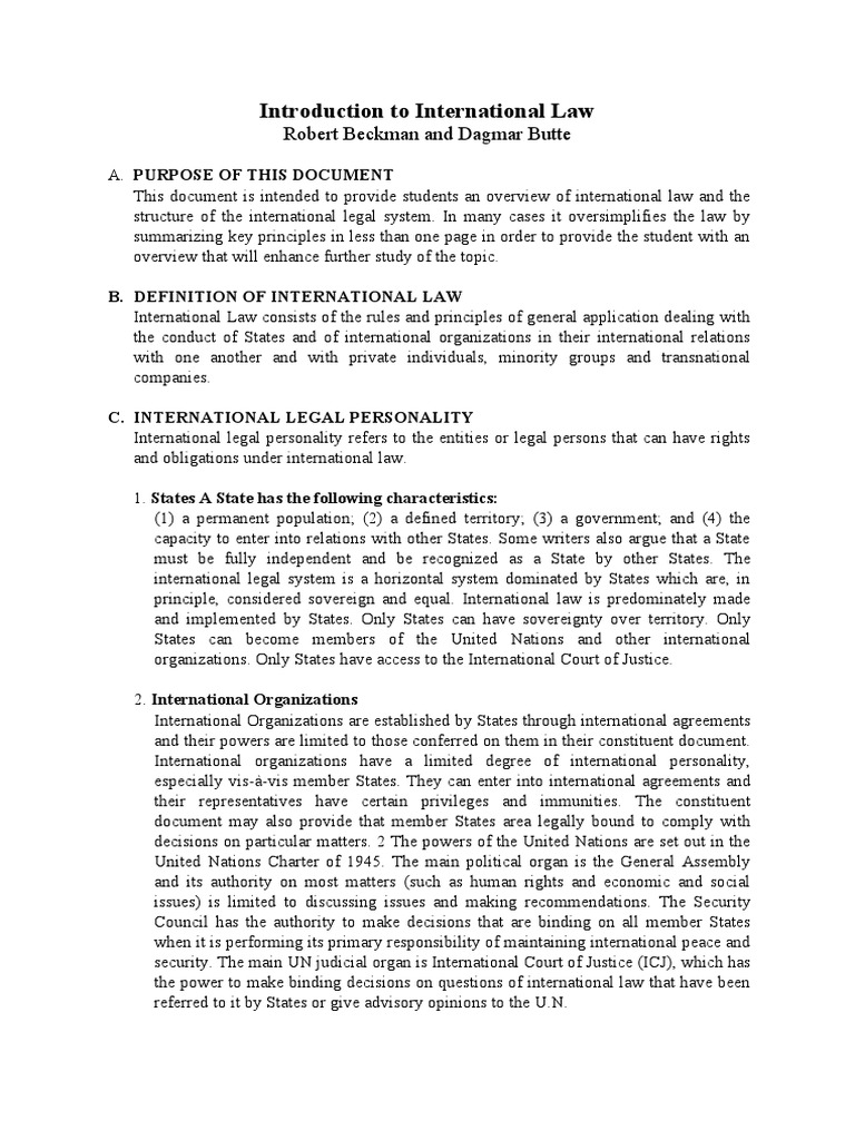 Introduction To International Law | PDF | International Law | United ...