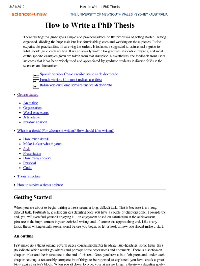 How To Write A PHD Thesis | PDF | Thesis | Citation