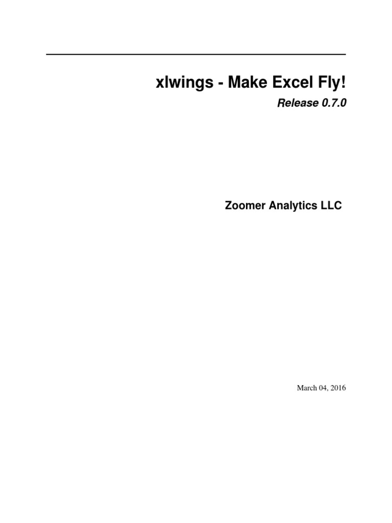 Xlwings - Make Excel Fly! (PDFDrive) | PDF | Microsoft Excel | Visual ... Xlwings - Make Excel Fly! (PDFDrive) | PDF | Microsoft Excel | Visual ...