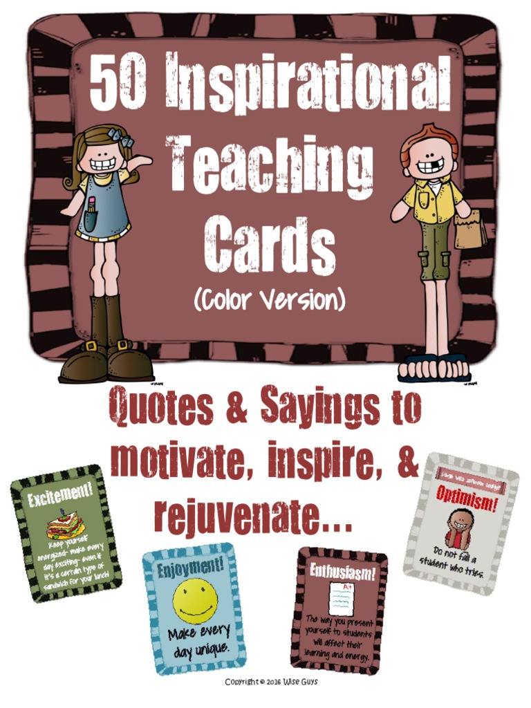 50 Inspirational Teaching Cards: (Color Version) | PDF | Motivation ...