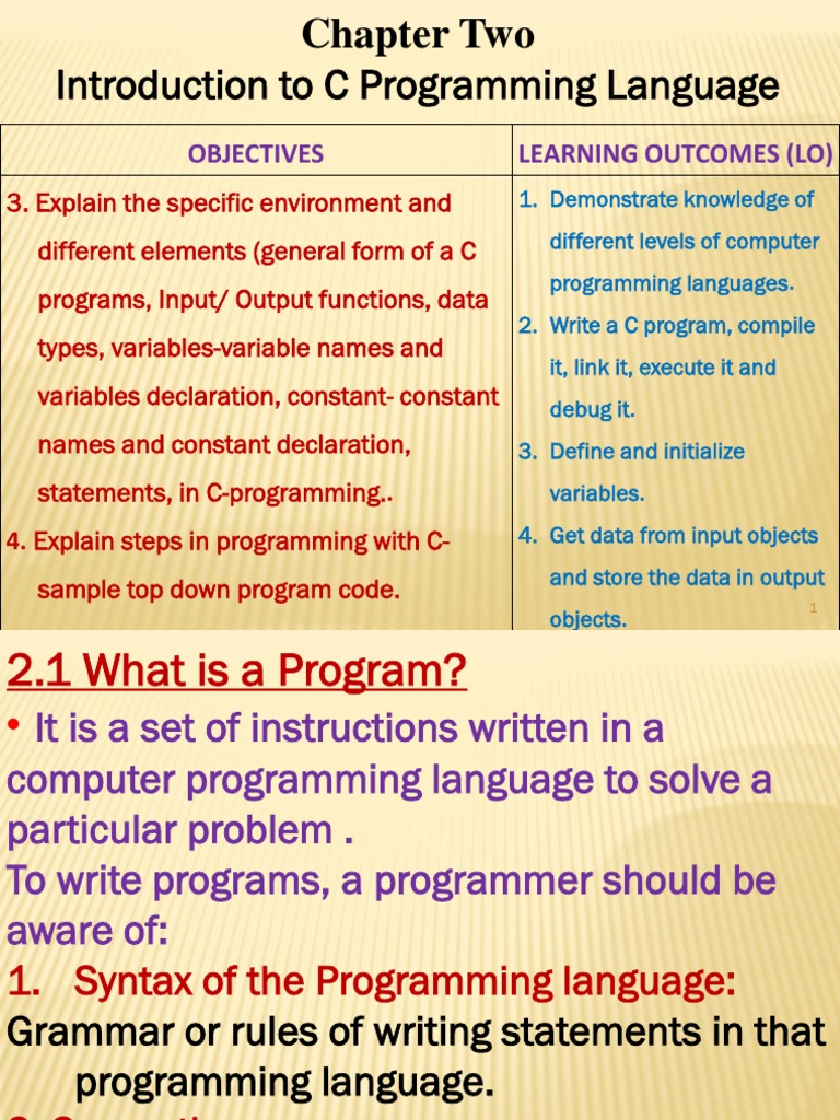 Chapter 2-Introduction To C Programming Language | Download Free PDF | Programming | Computer ...