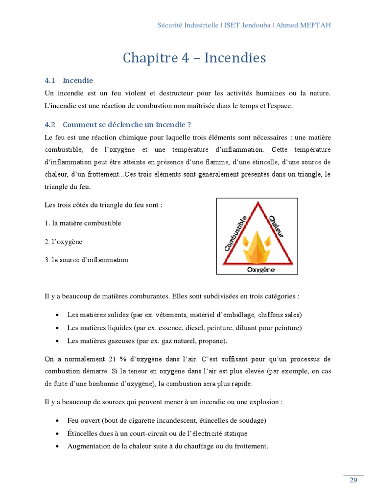 Chapitre 4 Incendies | PDF | La combustion | Combustible