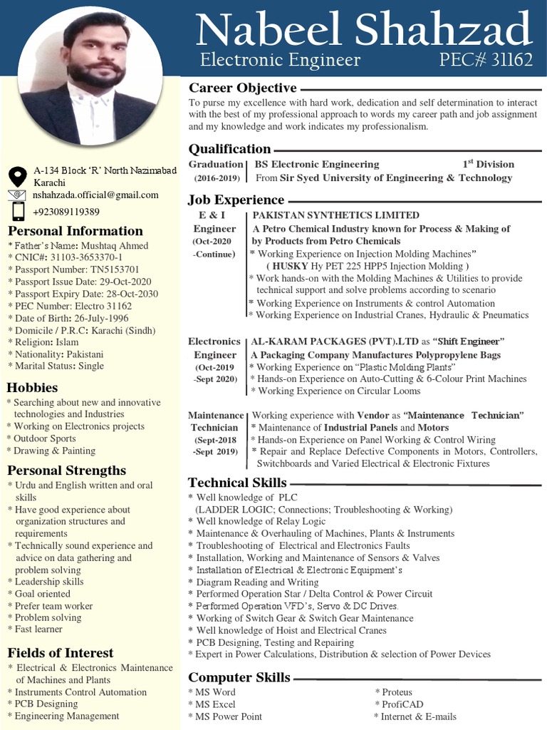 Nabeel CV | PDF | Electronics | Programmable Logic Controller