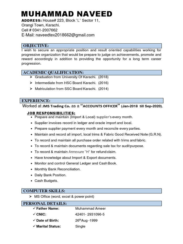 Muhammad Naveed CV | PDF