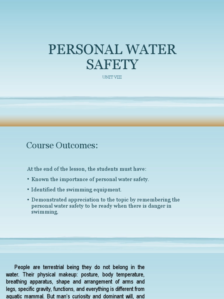 Personal Water Safety: Unit Viii | PDF | Sea | Swimming