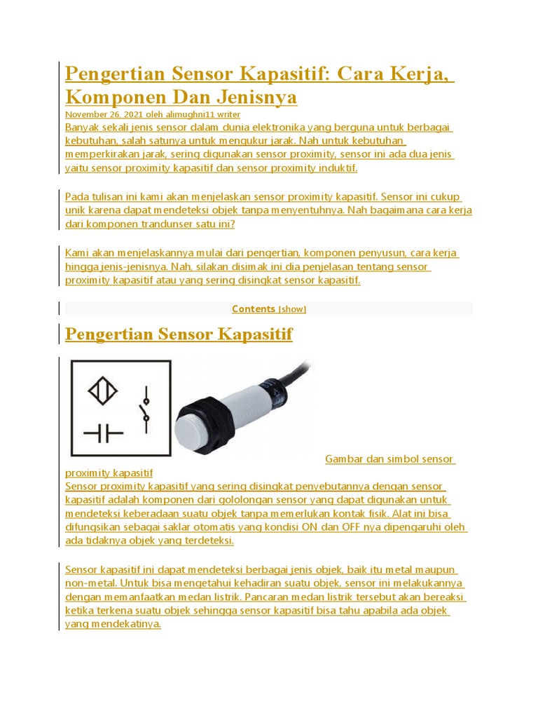 Pertemuan 2. Sensor Kapasitif | PDF